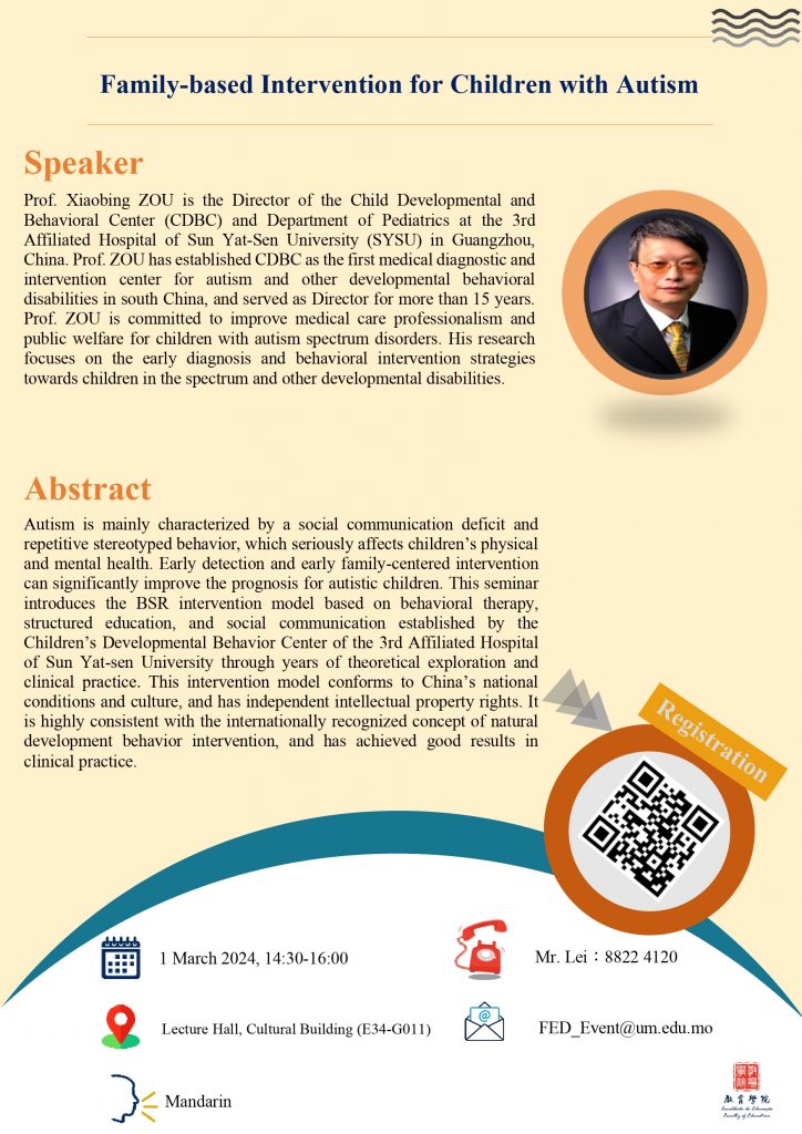 Family-based Intervention for Children with Autism – Faculty of ...