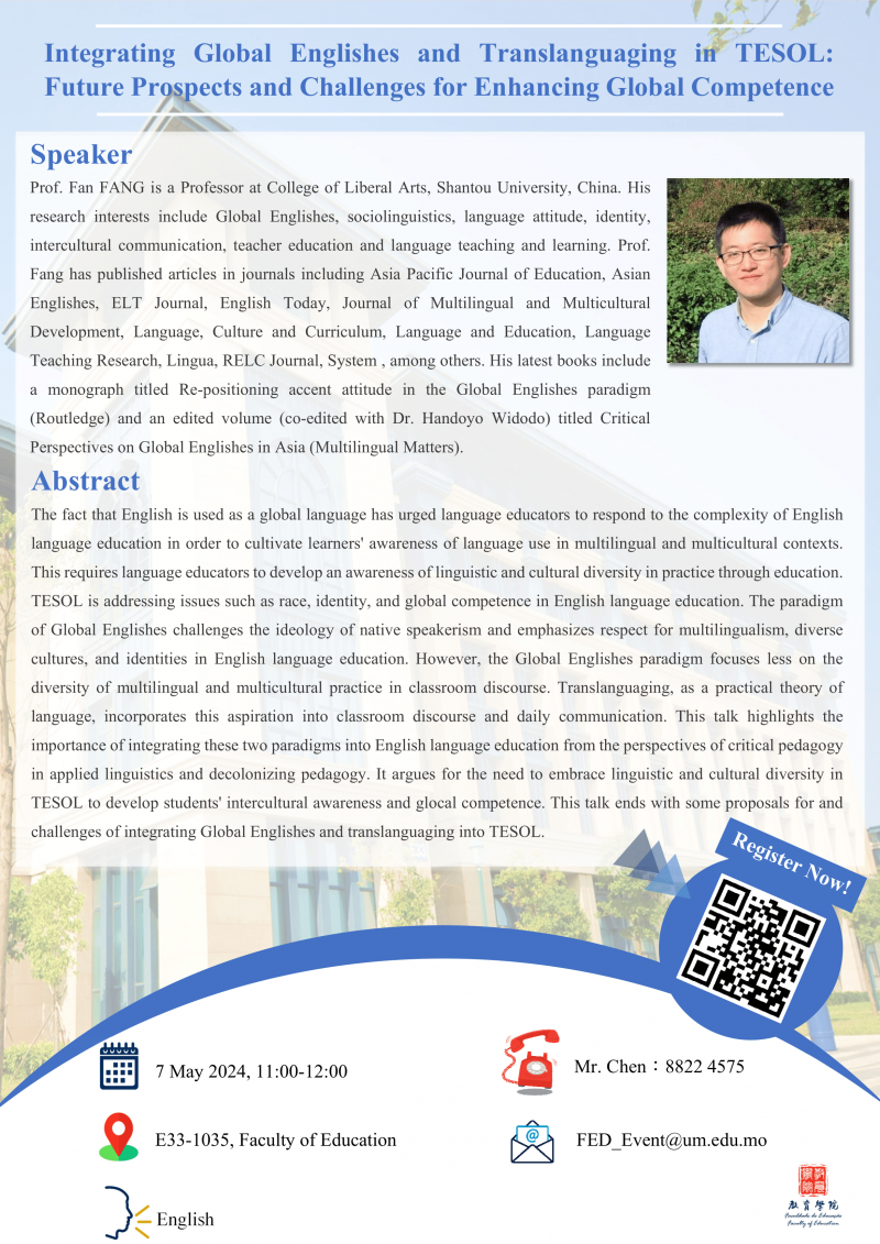 Seminar on “Integrating Global Englishes and Translanguaging in TESOL ...